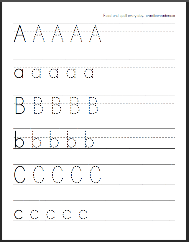 Free Alphabet Letter Practice Page – Practice Readers Books